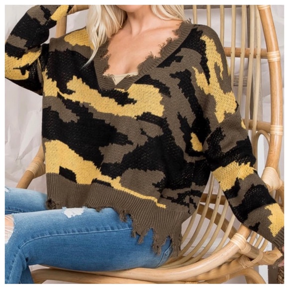 ShopEvelynne | Sweaters | 43 Chic Camouflage Shredded Sweaters | Poshmark